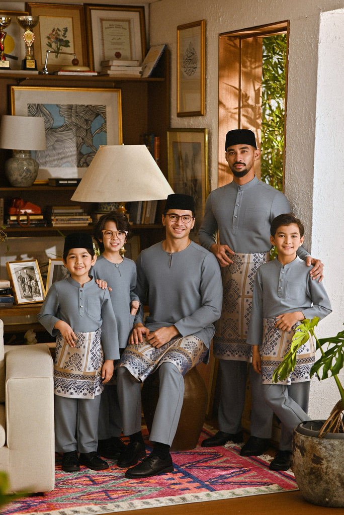 Pahlawan Bespoke Fit Kids Baju Melayu Cekak Musang - Lead Blue – PUTIH.COM
